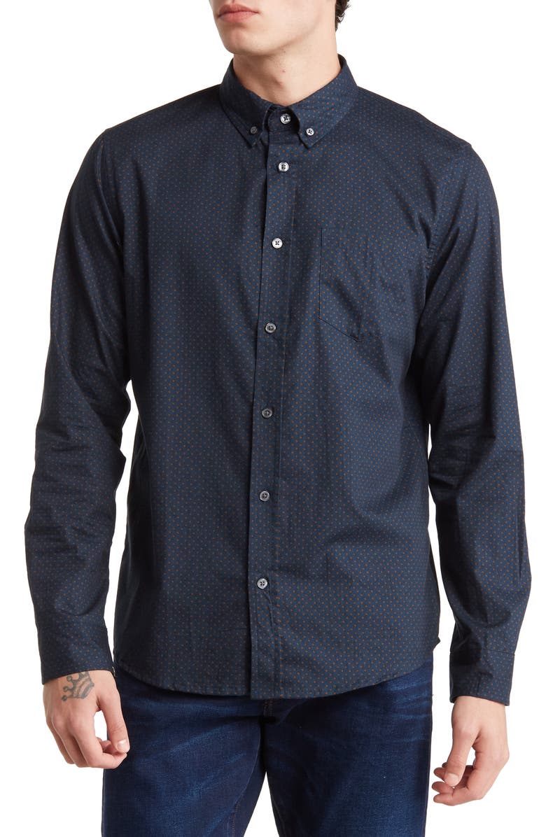 Slate & Stone Long Sleeve Button Down Polka Dot Cotton Poplin Shirt ...