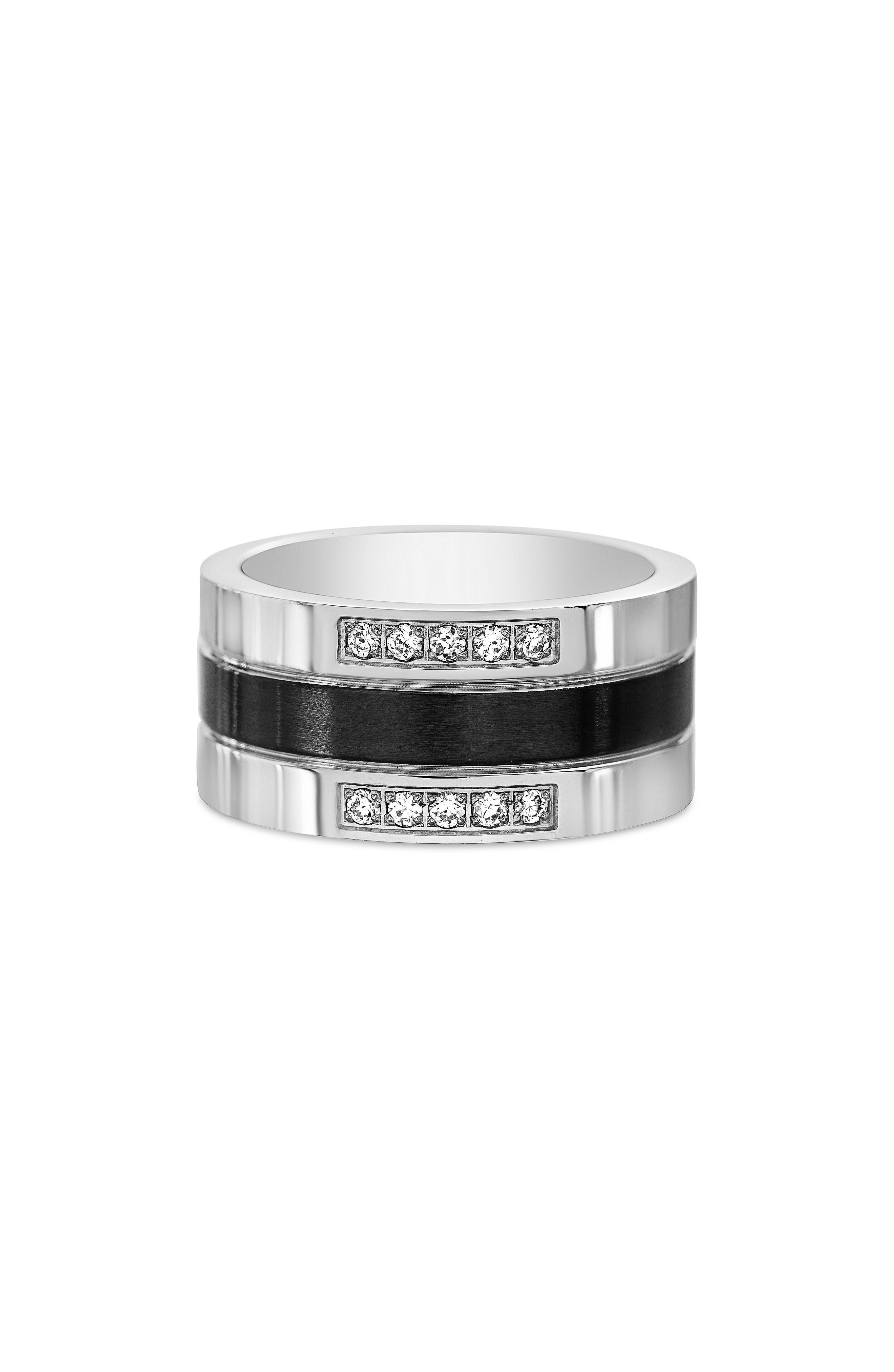 Nautica Two-Tone Stainless Steel Crystal Embellished Ring | Nordstromrack