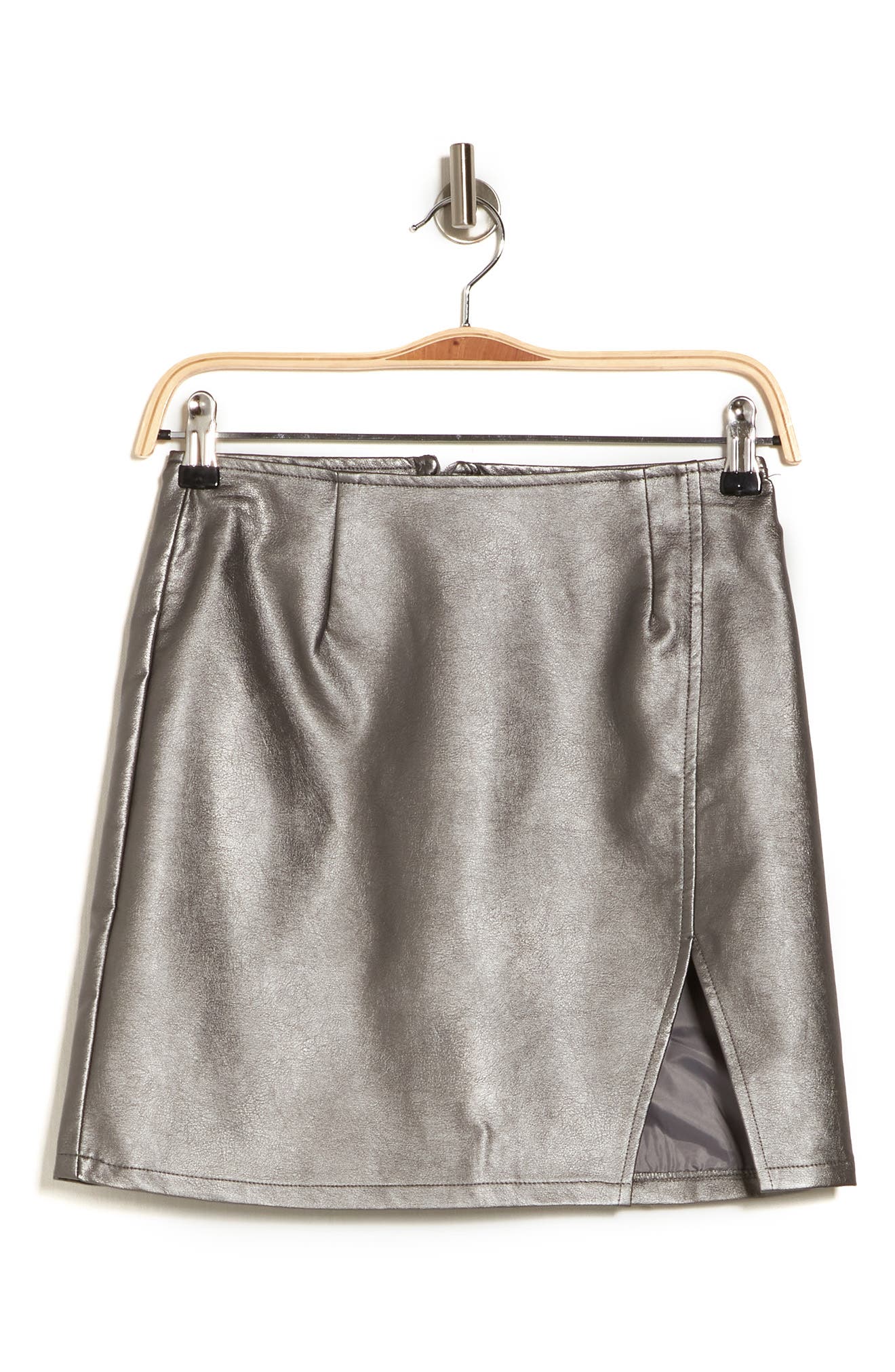 JUST ONE Metallic Faux Leather Mini Skirt | Nordstromrack