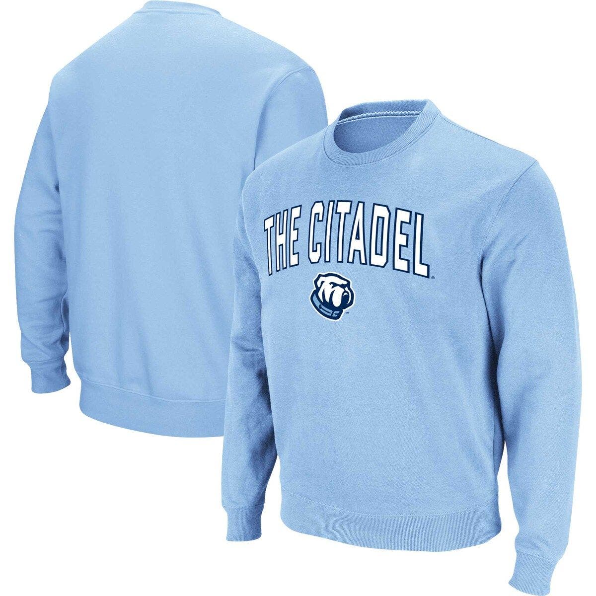 COLOSSEUM Men's Colosseum Blue Citadel Bulldogs Arch Over Logo Pullover ...