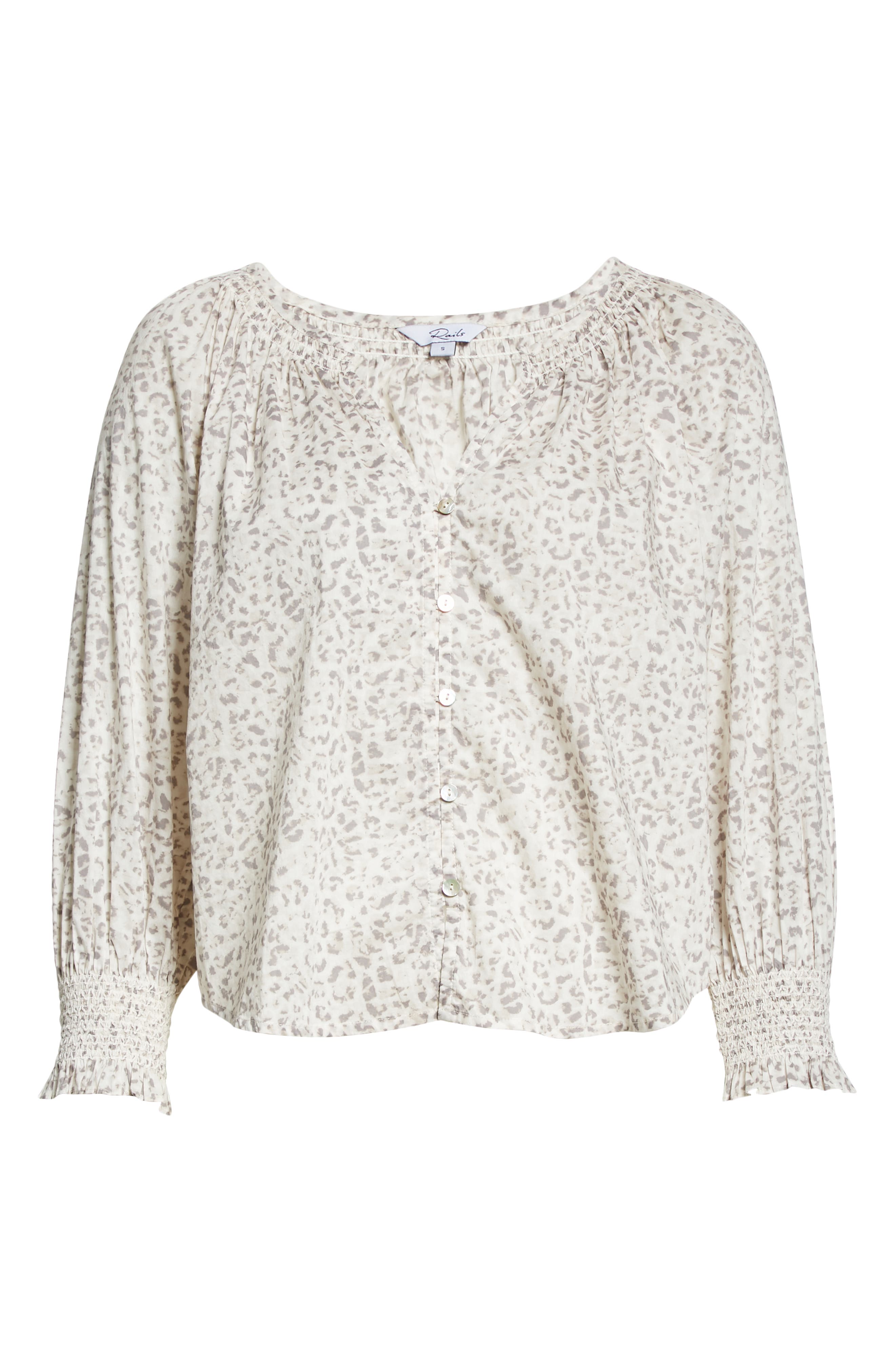 Rails Mariah Animal Spot Smocked Cotton Blouse | Nordstromrack