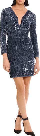 Donna Morgan For Maggy Sequin Velvet Long Sleeve Minidress Nordstromrack