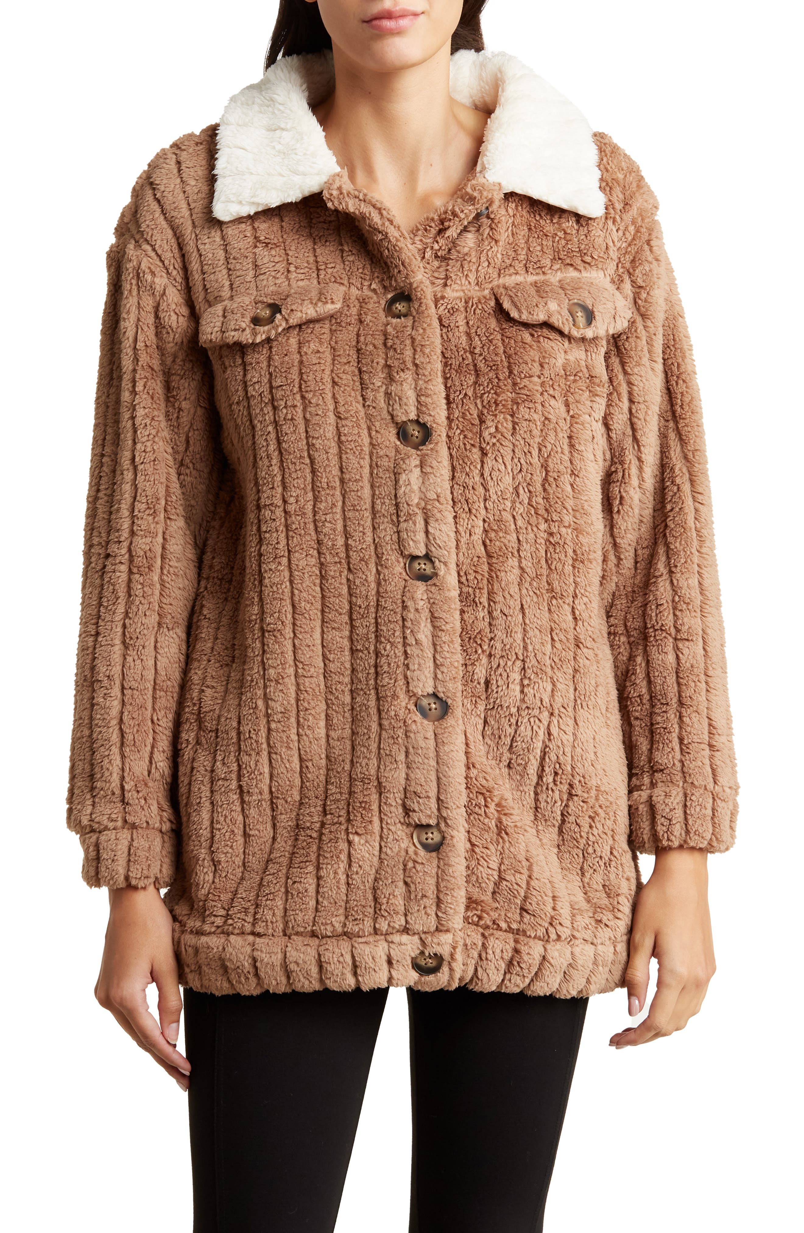 PLM Faux Fur Fleece Shirt Jacket | Nordstromrack