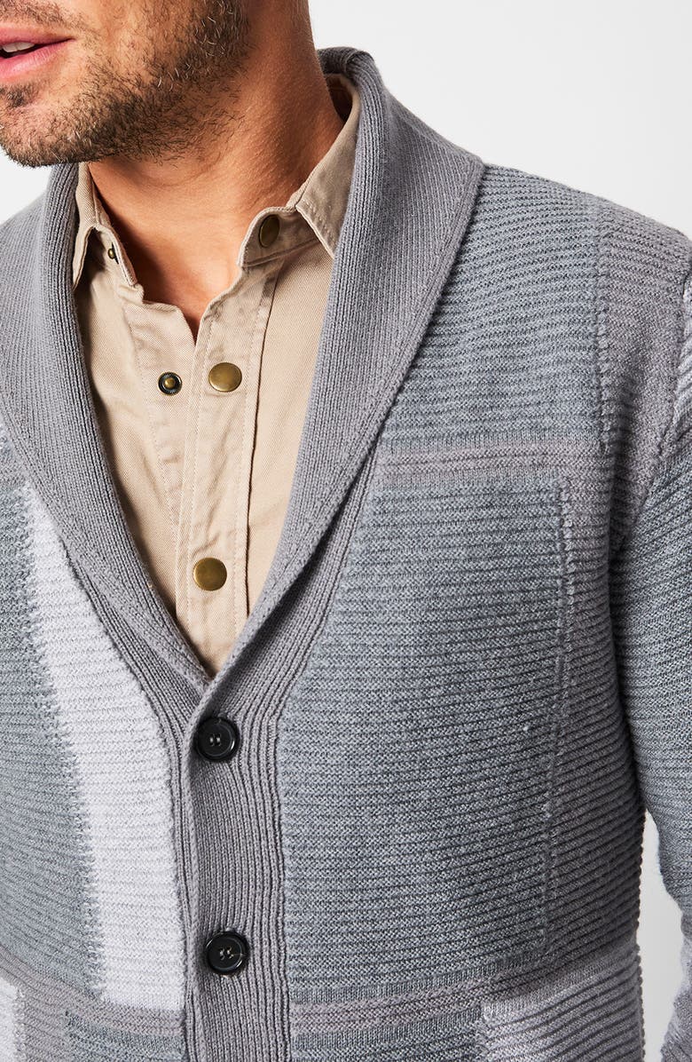 Billy Reid Patchwork Intarsia Wool & Cotton Shawl Collar Cardigan ...