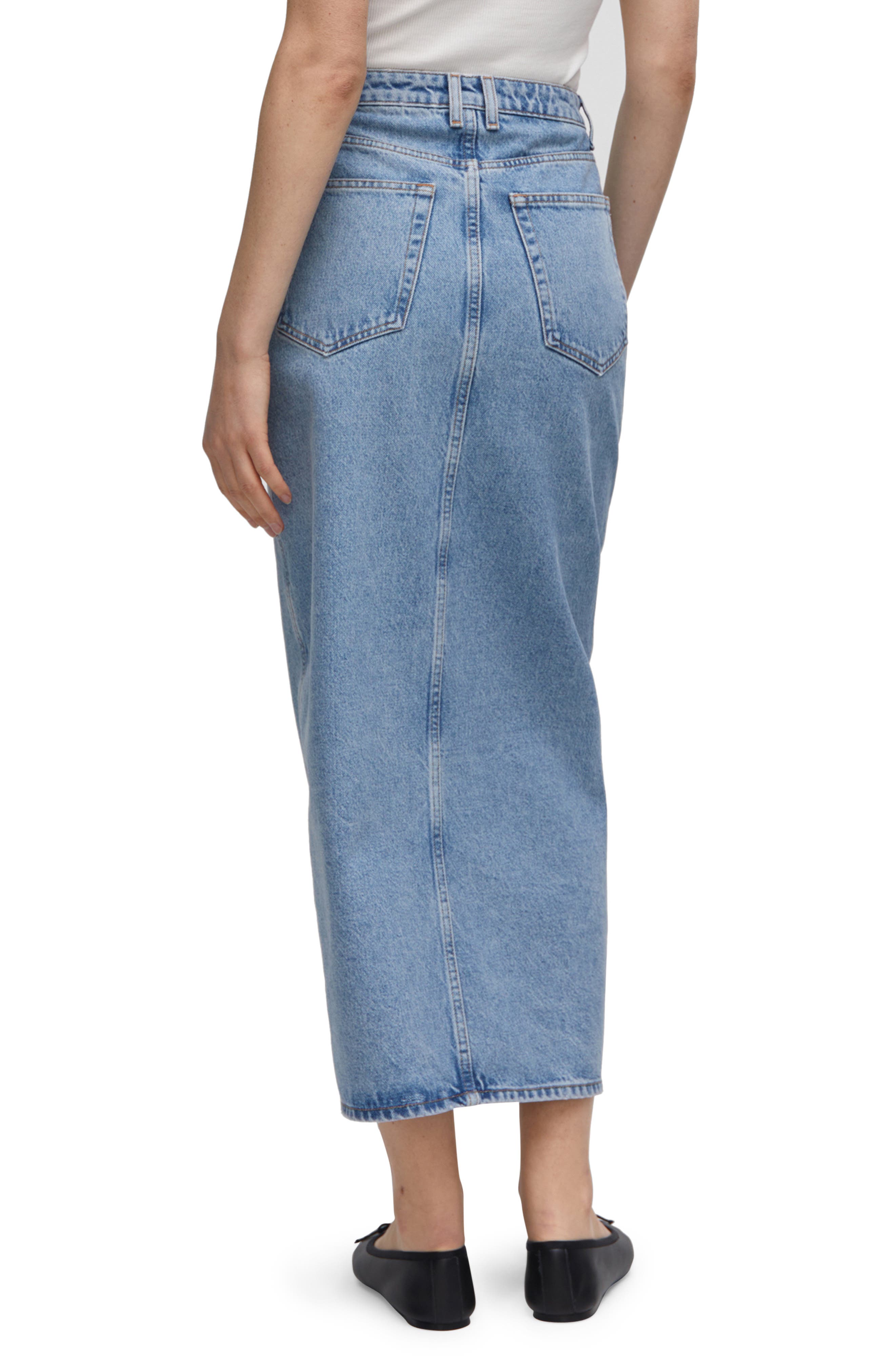 MANGO Denim Midi Skirt | Nordstrom