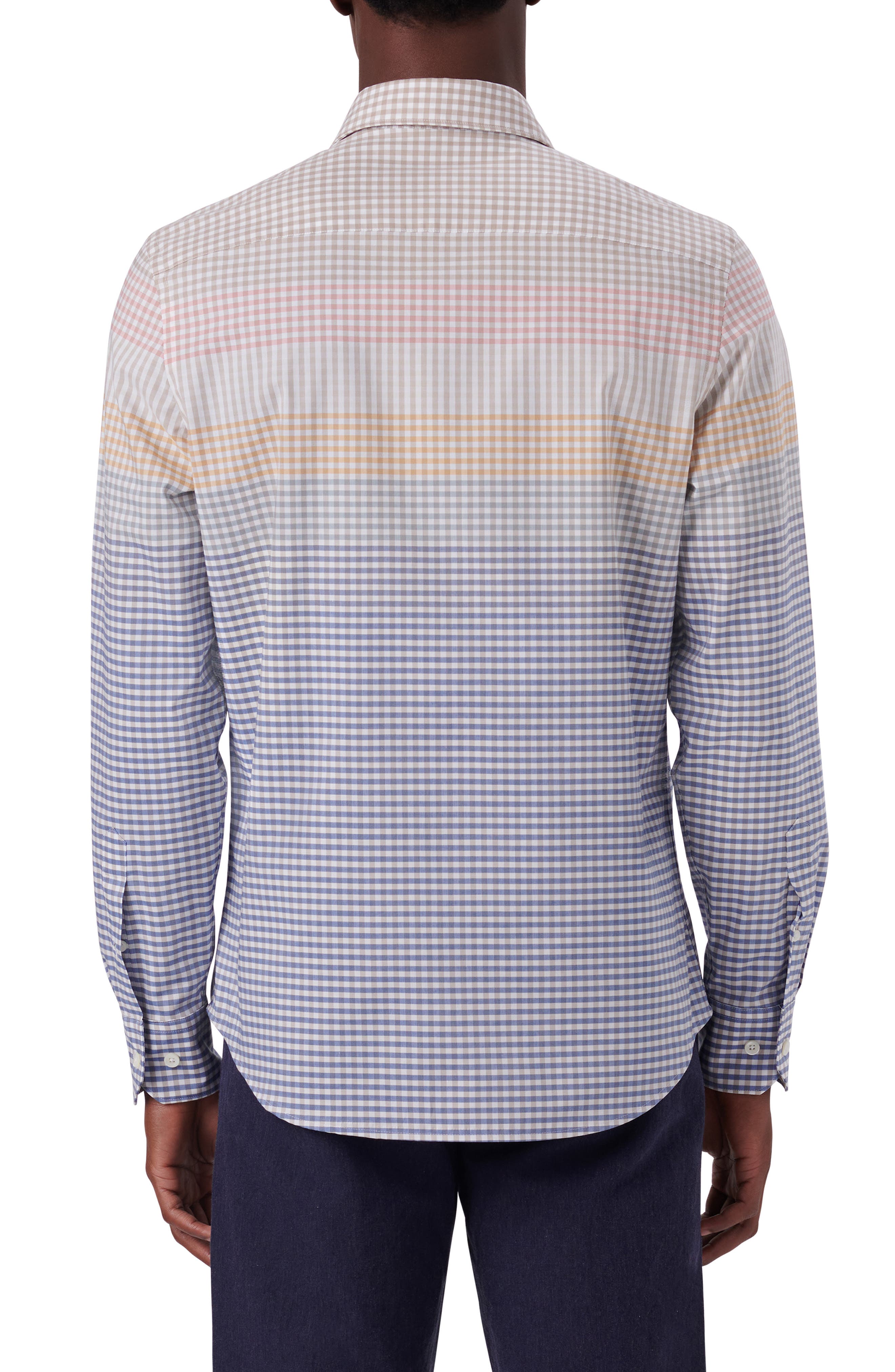 Bugatchi Shaped Fit Check Stretch Cotton Button-Up Shirt | Nordstromrack