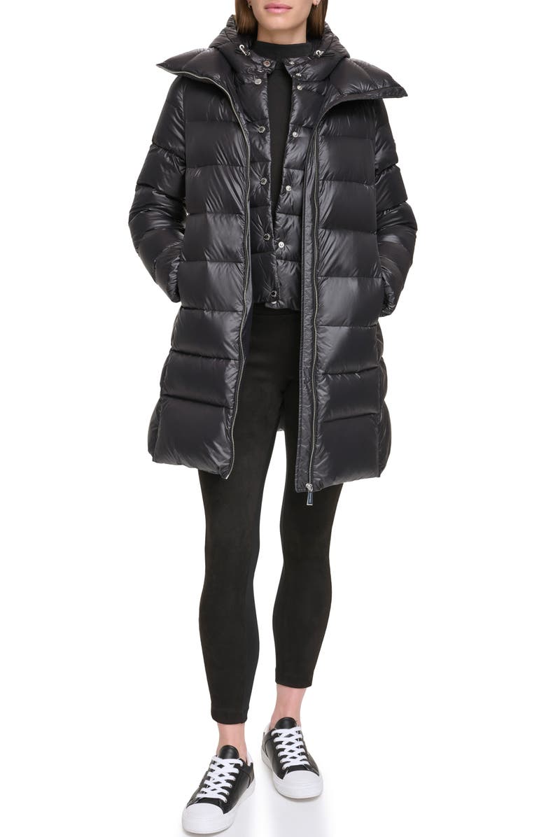 Calvin Klein Water Resistant Packable Hooded Puffer Coat with Removable ...