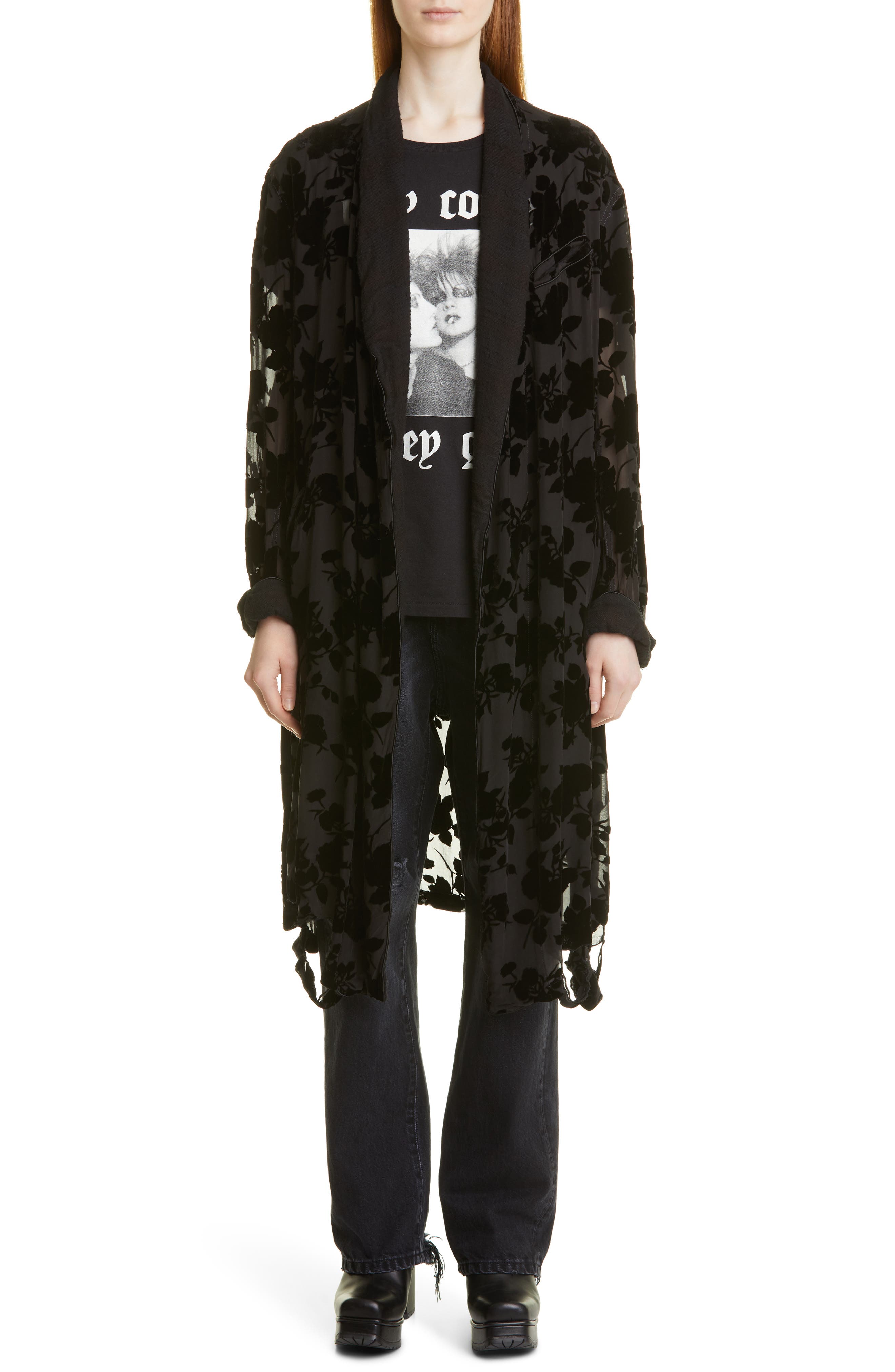 R13 Floral Flocked Distressed Robe | Nordstrom