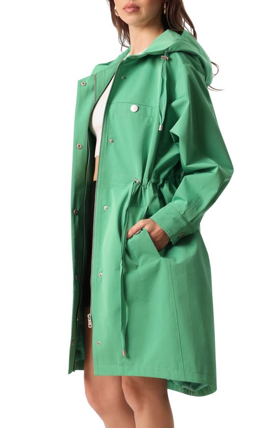 Avec Les Filles Cinch Waist Anorak Hooded Rain Jacket In Bright Green ...