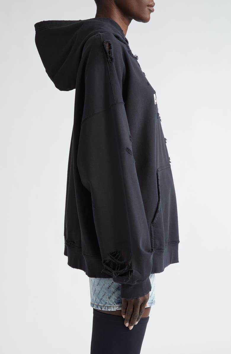 Balenciaga Mirror Logo Oversized Ripped Hoodie | Nordstrom