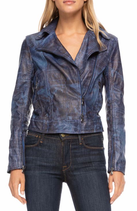 Women's Blue Leather & Faux Leather Jackets | Nordstrom