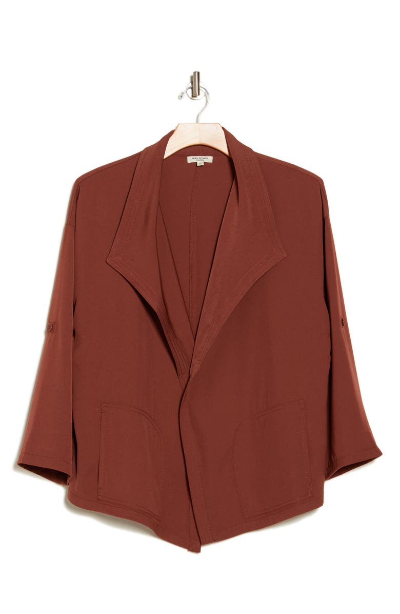 MAX STUDIO Draped Open Front Twill Jacket | Nordstromrack