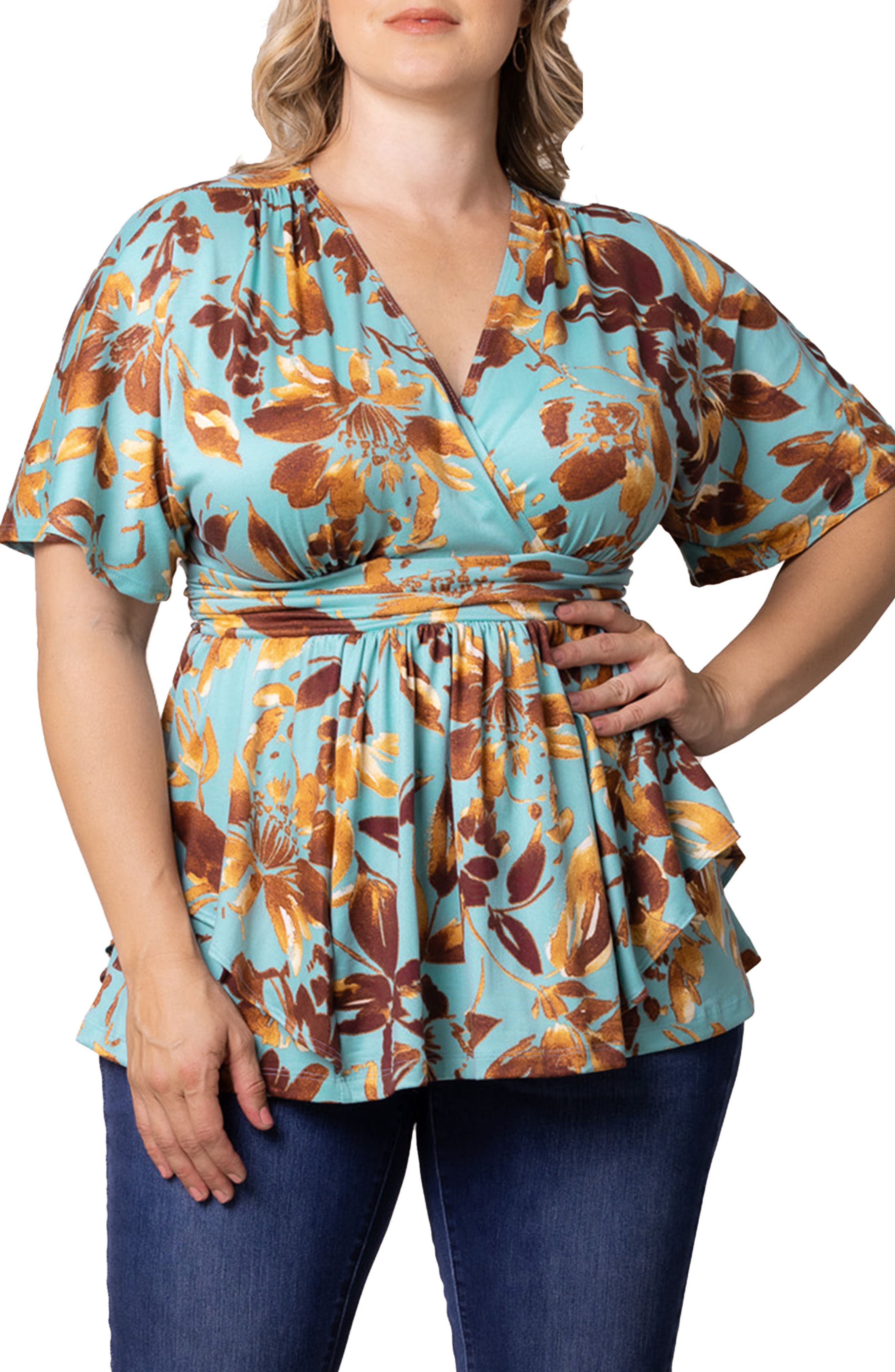 Kiyonna Encore Print Faux Wrap Top | Nordstrom