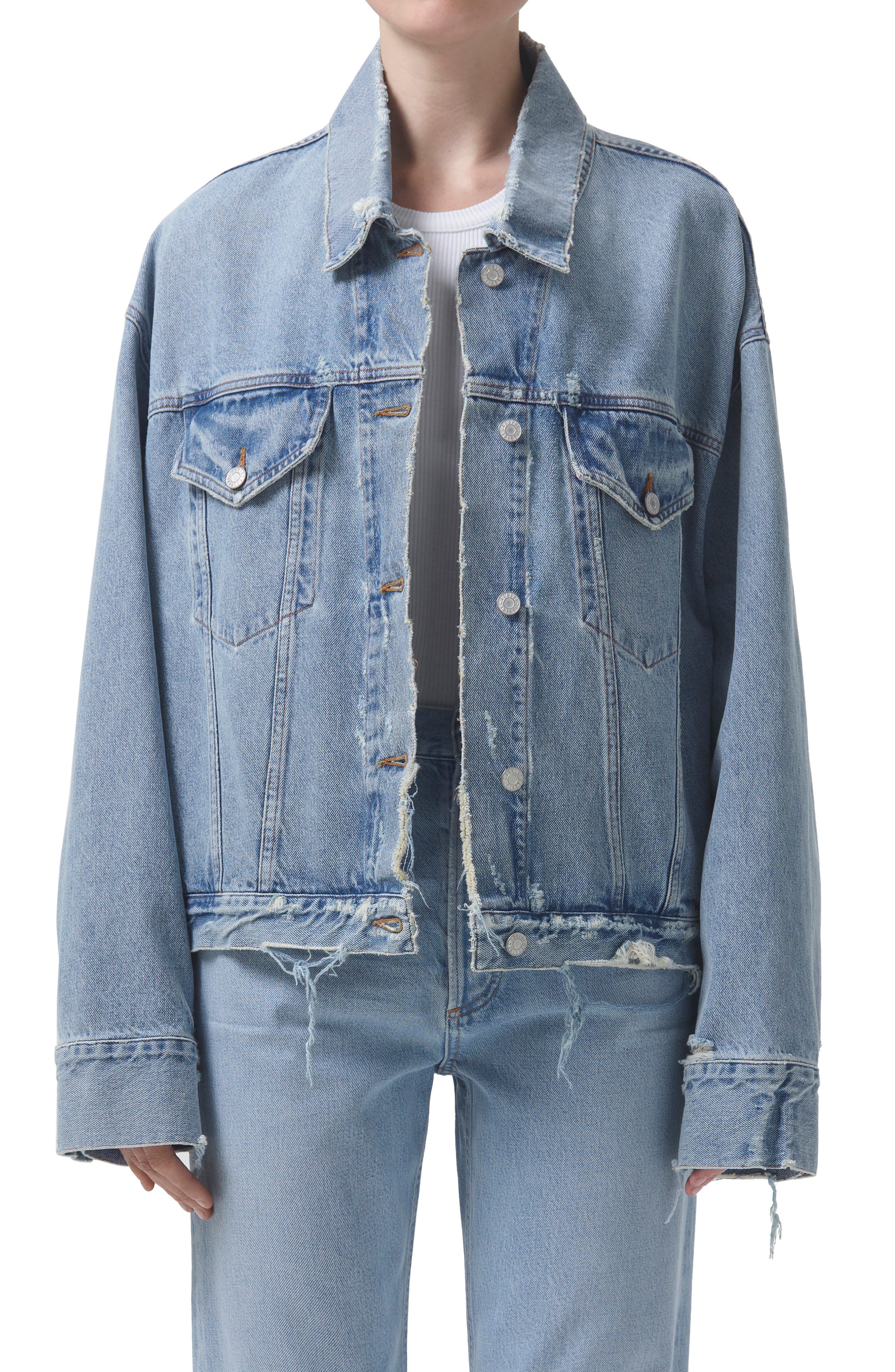 AGOLDE Martika Frayed Oversize Denim Jacket | Nordstrom