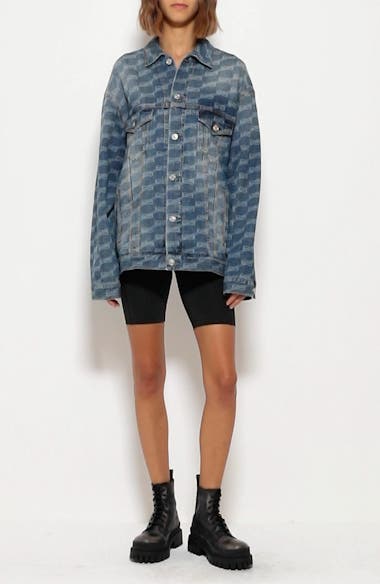 Balenciaga Women's License Logo Oversize Denim Trucker Jacket | Nordstrom