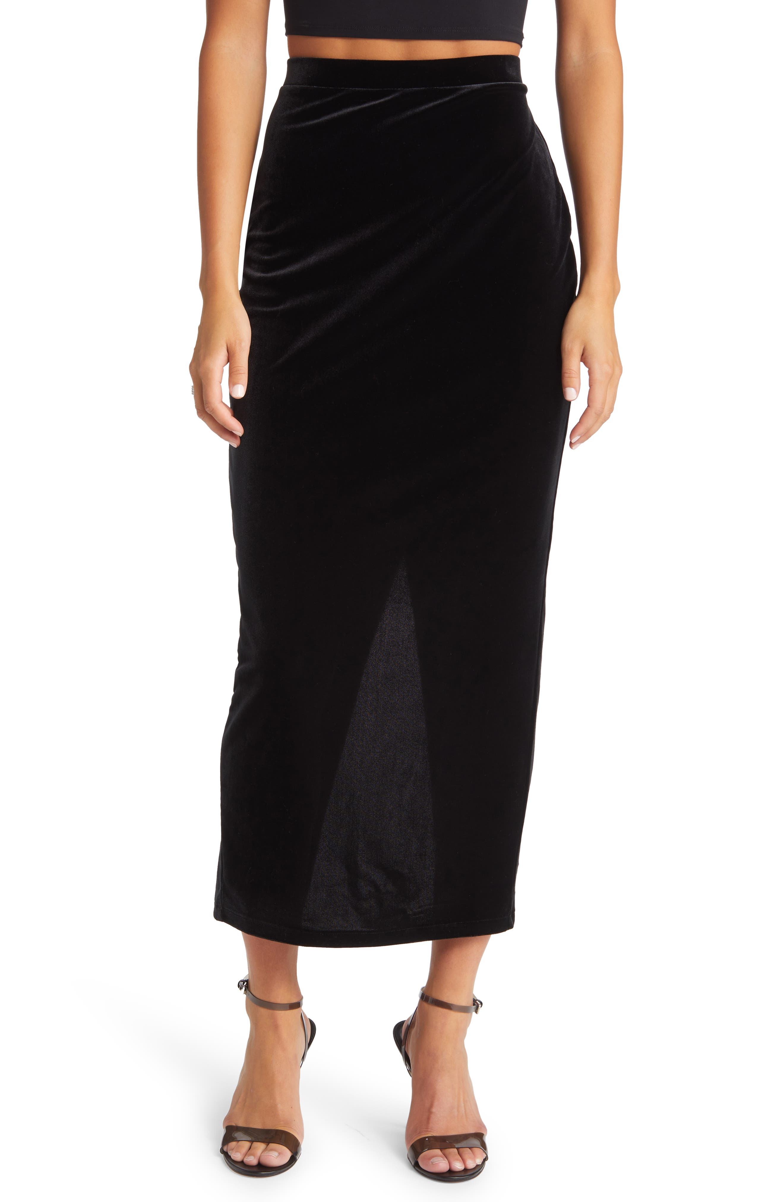Open Edit Velour Maxi Skirt | Nordstrom