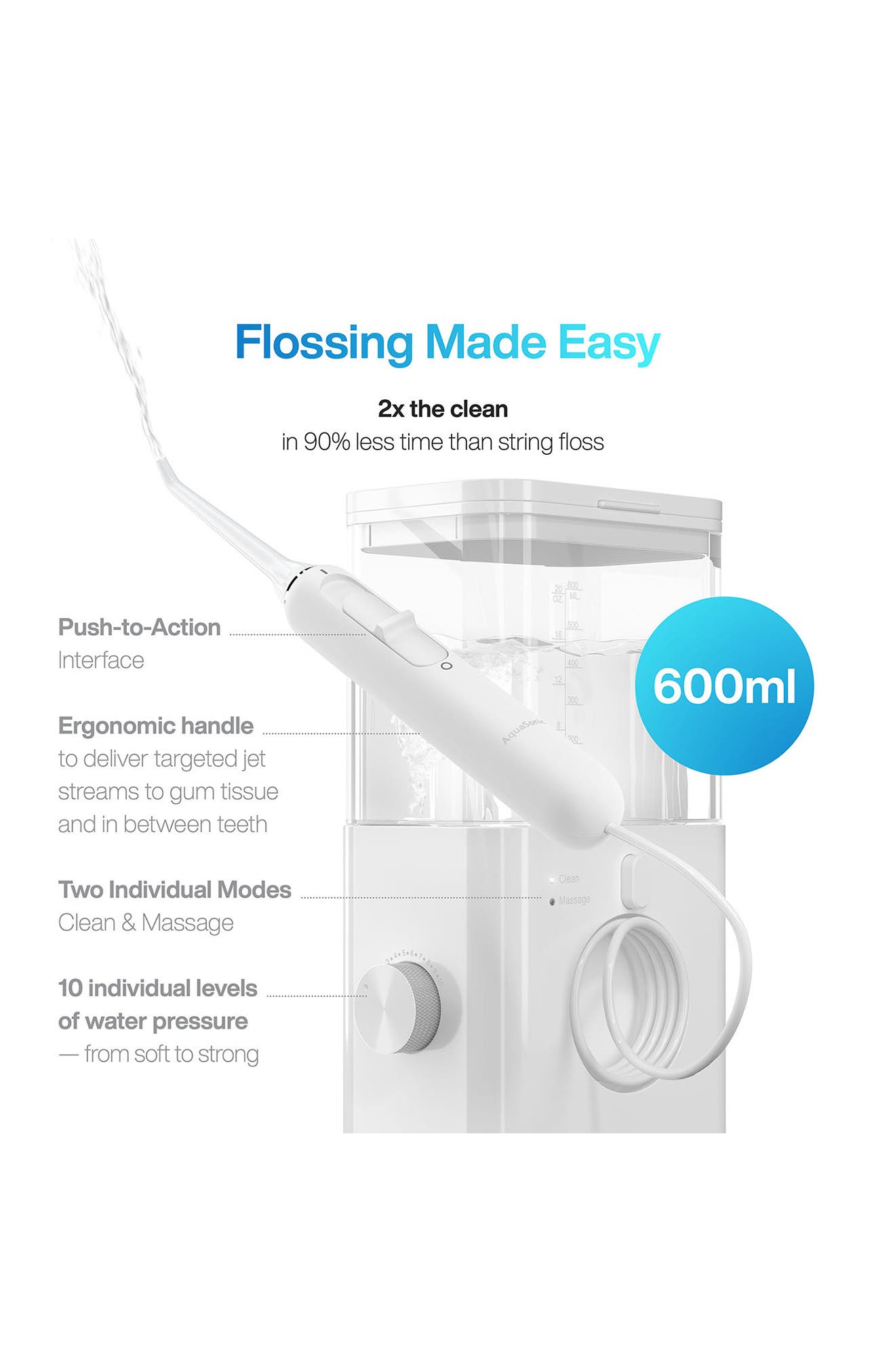 AQUASONIC Aqua Flosser Pro - White | Nordstromrack