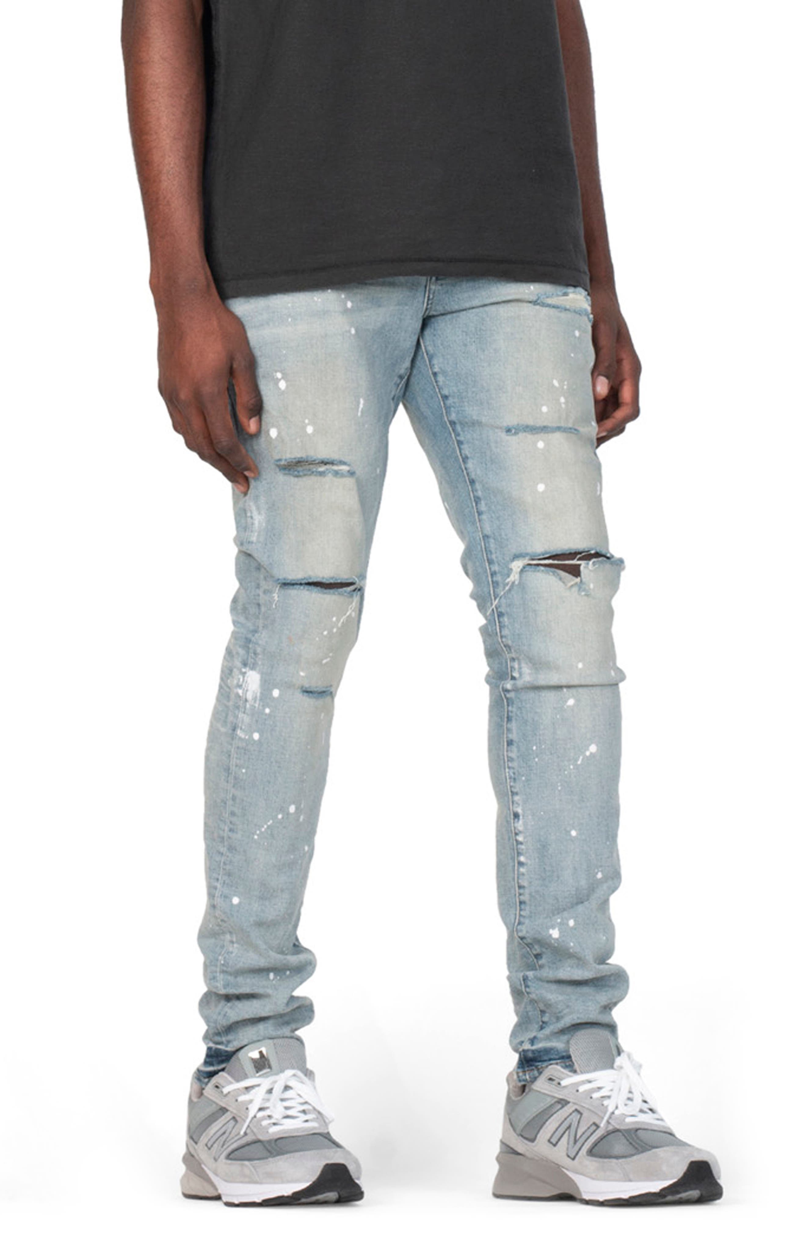 PURPLE BRAND Ripped Paint Splatter Stretch Skinny Jeans | Nordstrom