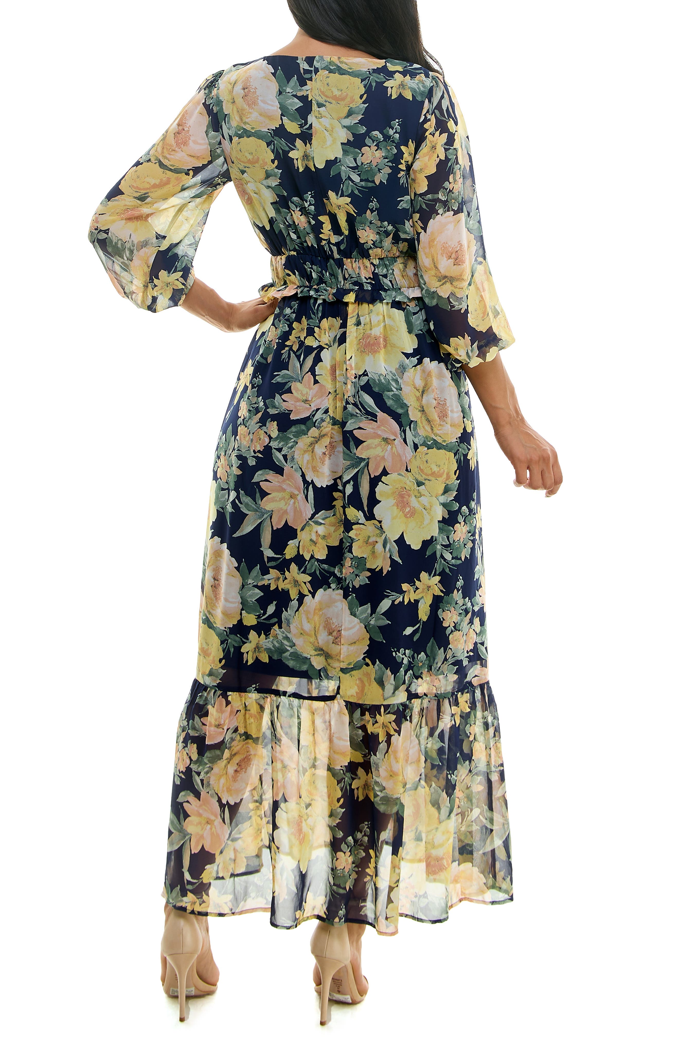 Nina Leonard Floral V-Neck Maxi Dress | Nordstromrack