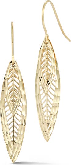 Ember Fine Jewelry 14K Gold Feather Drop Earrings | Nordstromrack