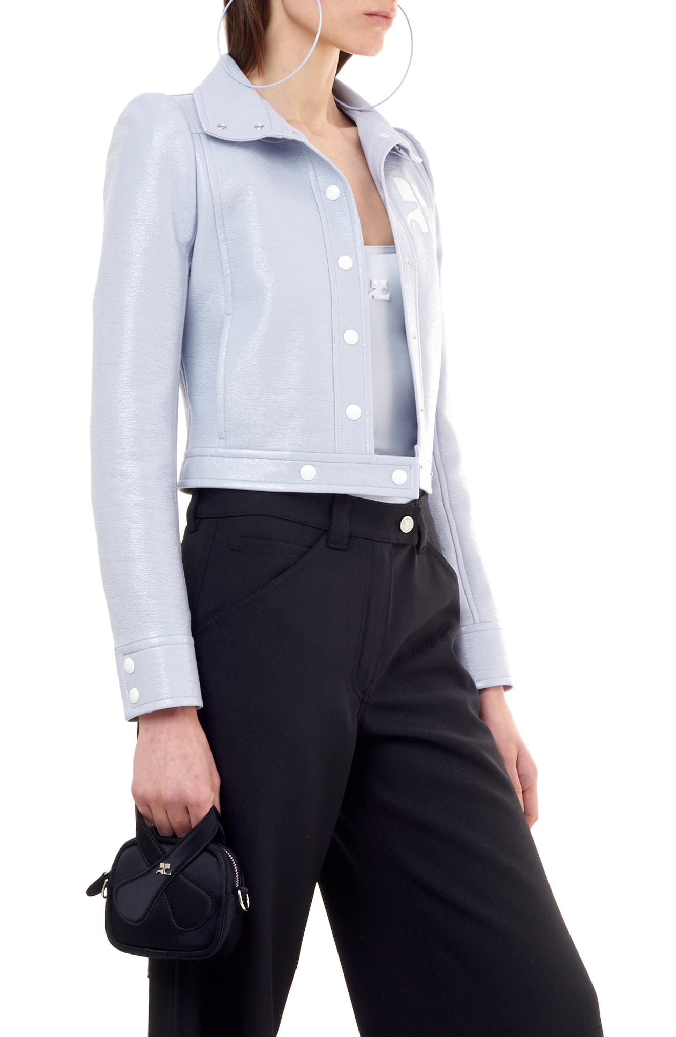 Courrèges Logo Patch Crop Vinyl Jacket | Nordstrom