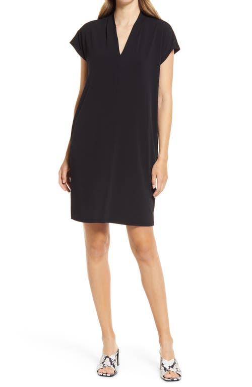 halogen(r) Pleat Detail Shift Dress in Black | Smart Closet