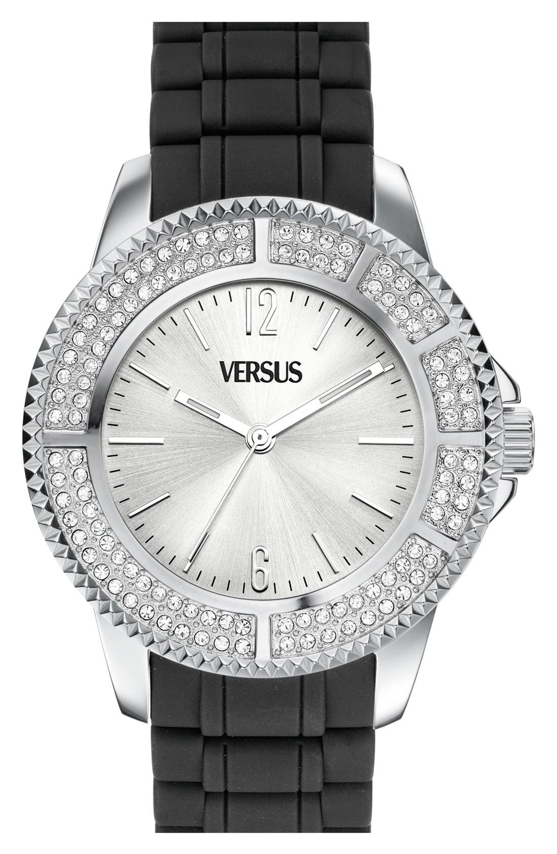 VERSUS by Versace 'Tokyo' Crystal Bezel Silicone Strap Watch, 42mm ...