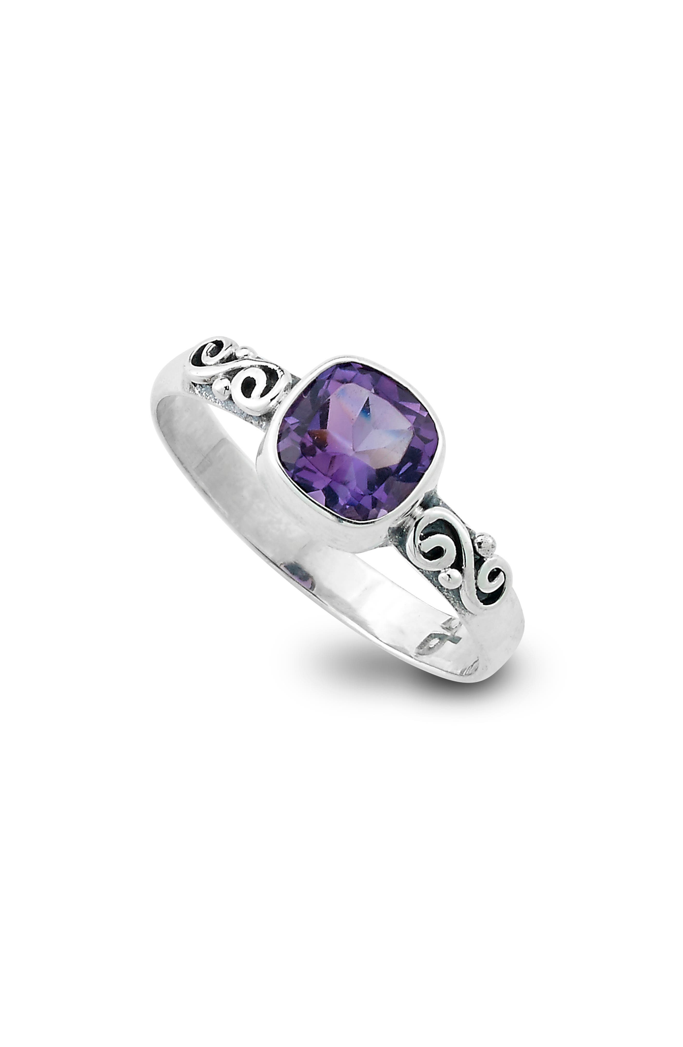 SAMUEL B. Sterling Silver Cushion Cut Amethyst Ring | Nordstromrack