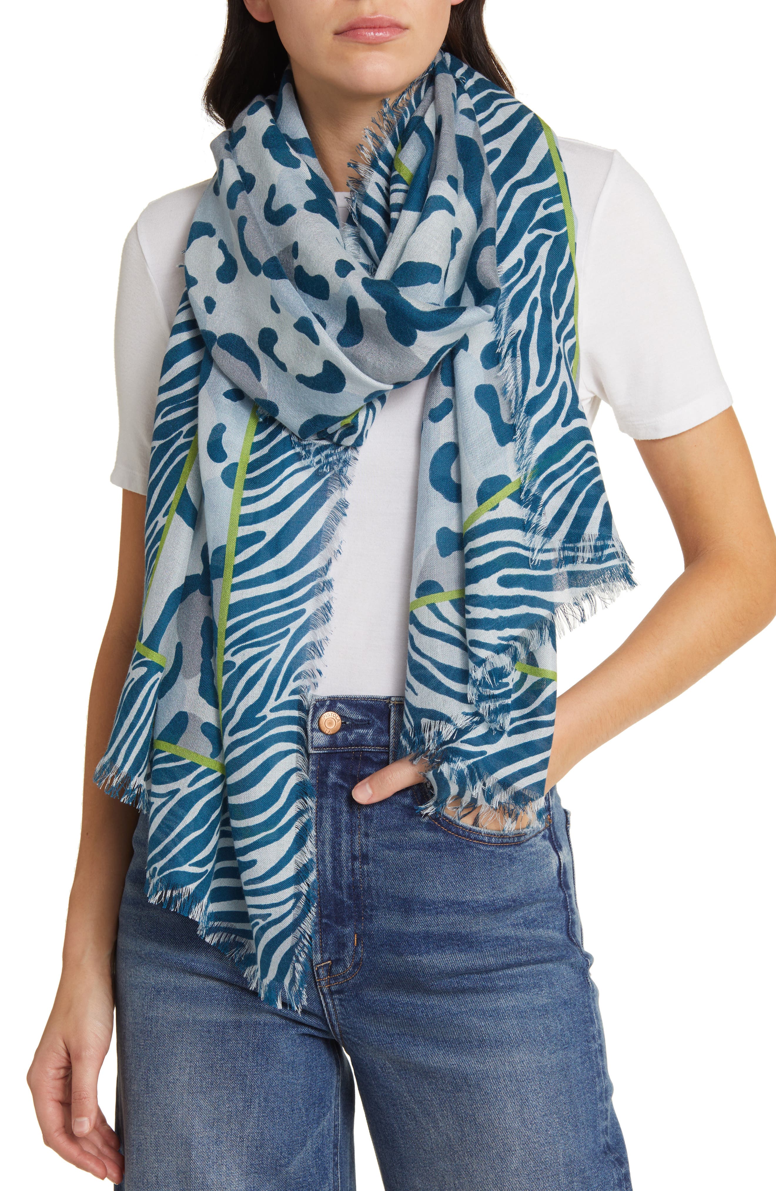Nordstrom Eyelash Trim Print Cashmere & Silk Wrap | Nordstrom