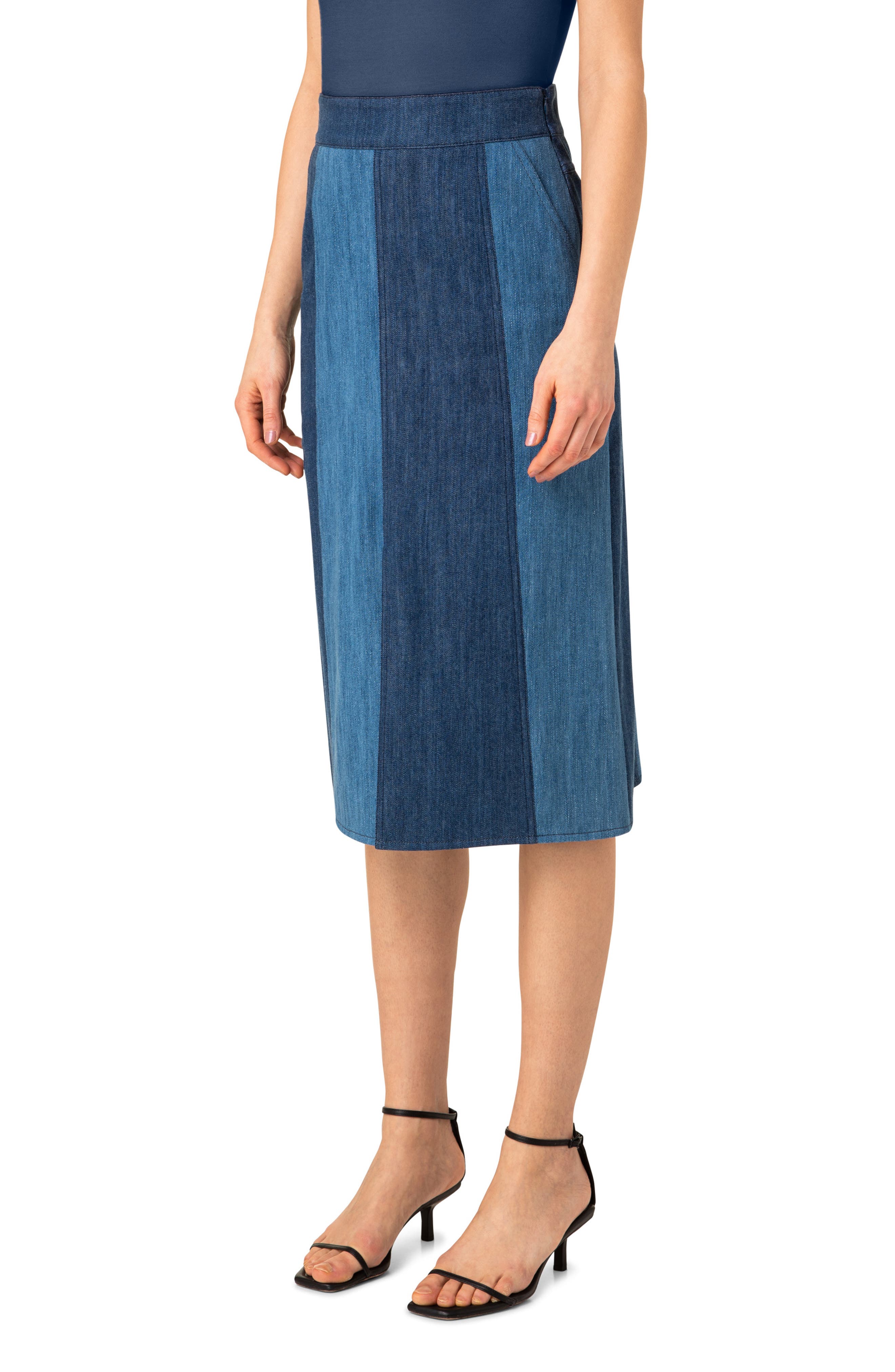Akris punto Bicolor Stretch Denim A-Line Skirt | Nordstrom