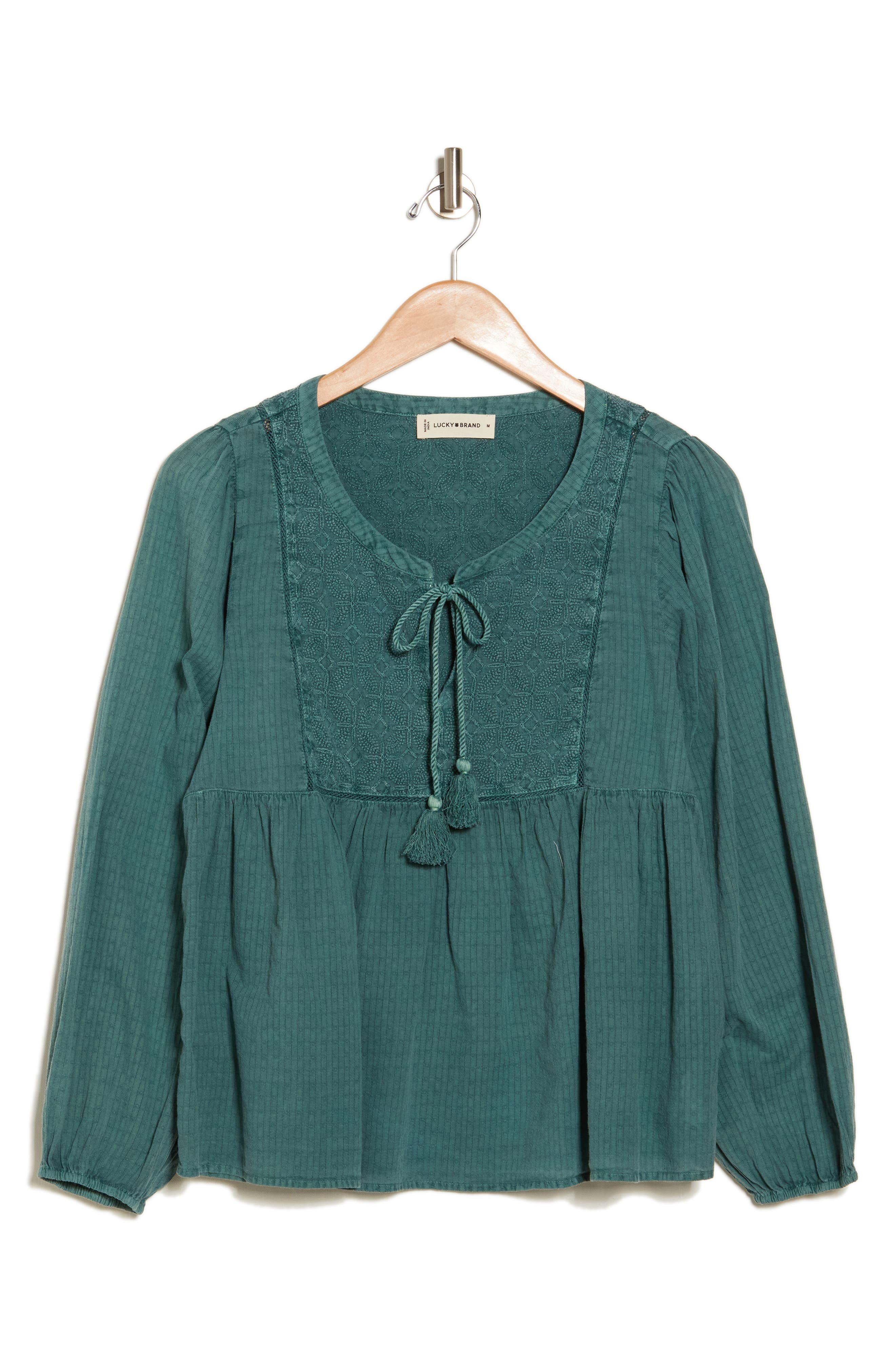 Lucky Brand Balloon Sleeve Cotton Peasant Top | Nordstromrack