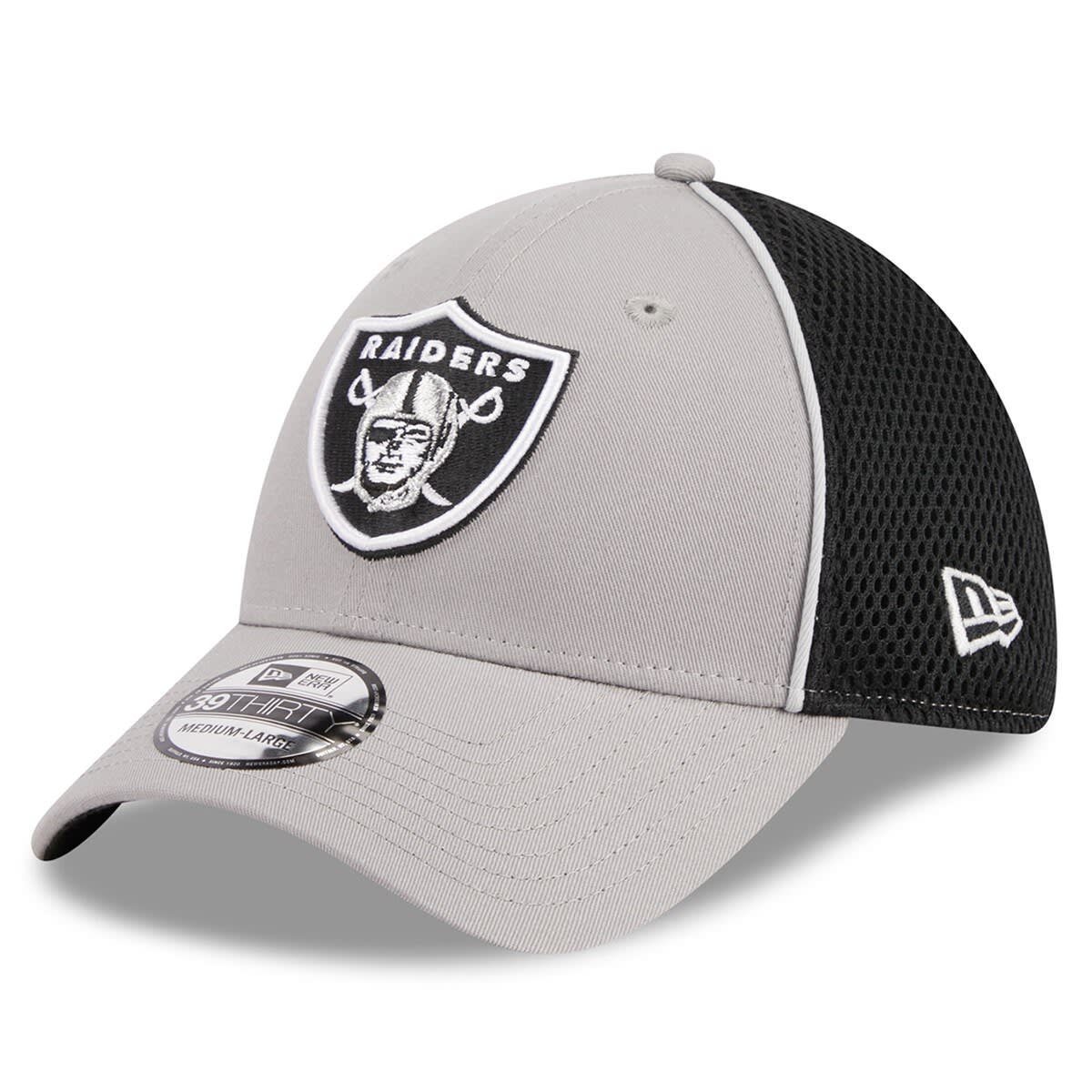 New Era Men's New Era Gray Las Vegas Raiders Pipe 39THIRTY Flex Hat ...