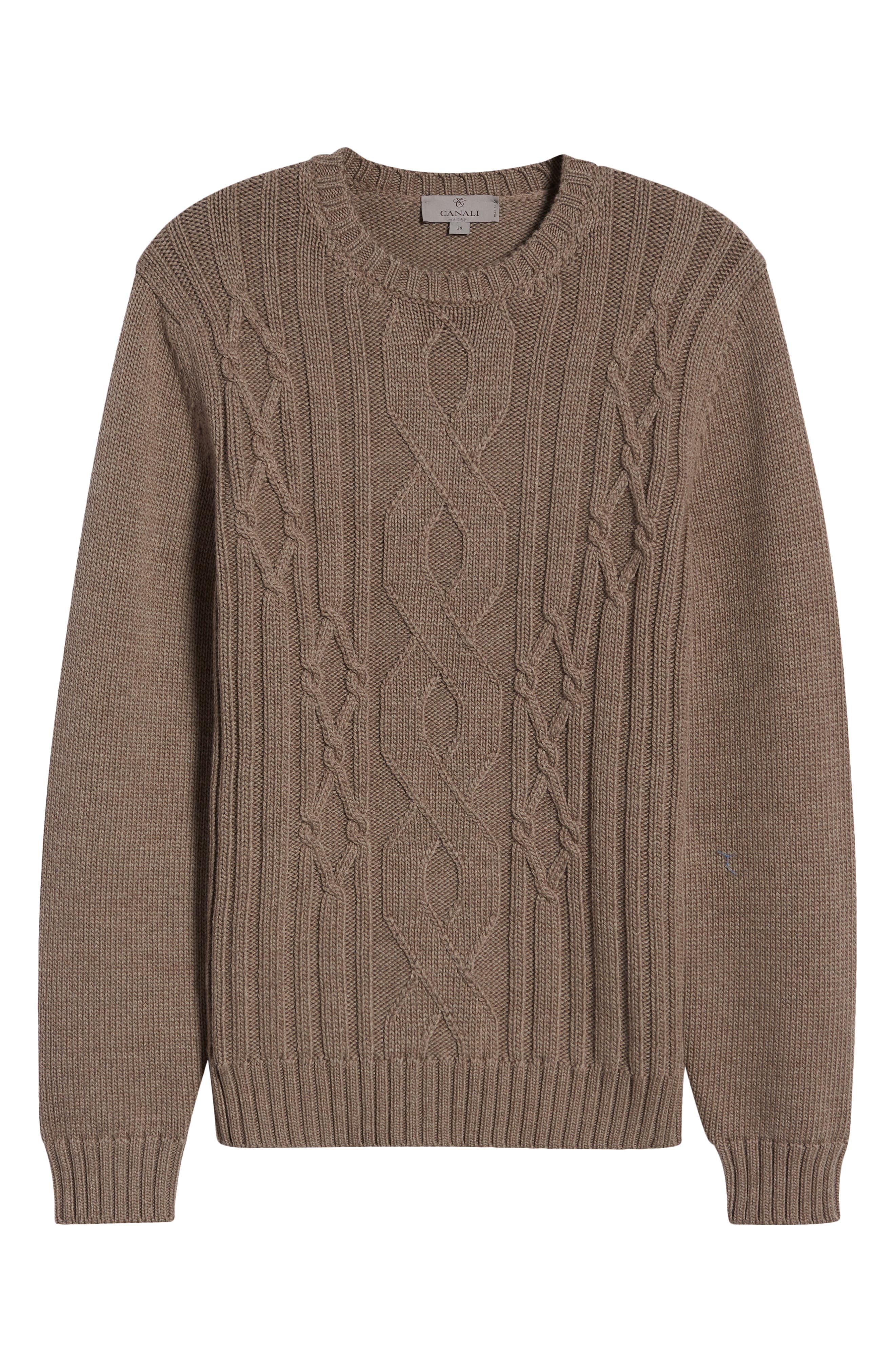 Canali Cable Knit Wool Crewneck Sweater | Nordstrom