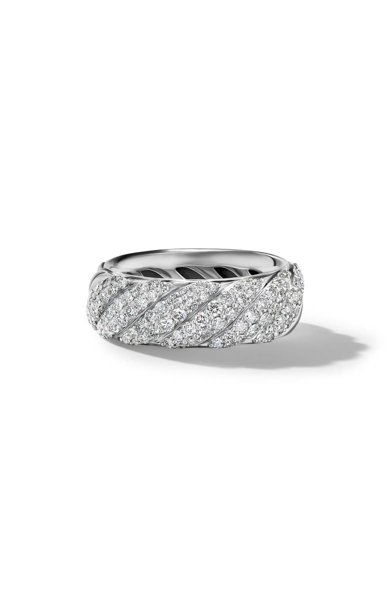 David Yurman Sculpted Cable Band Ring in Sterling Silver with Pavé ...