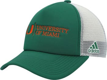 adidas Men's adidas Green/White Miami Hurricanes Foam Trucker Snapback ...