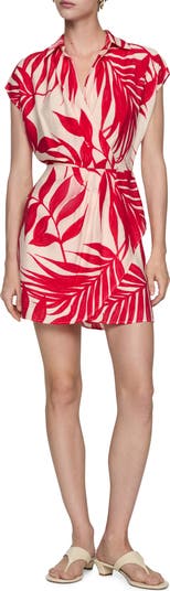MANGO Palm Frond Faux Wrap Mini Shirtdress | Nordstrom