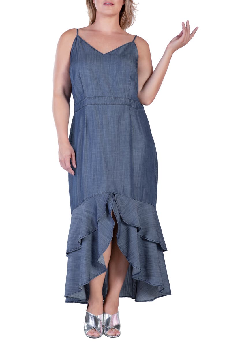 Standards & Practices Tiered Ruffle Chambray Maxi Dress | Nordstrom