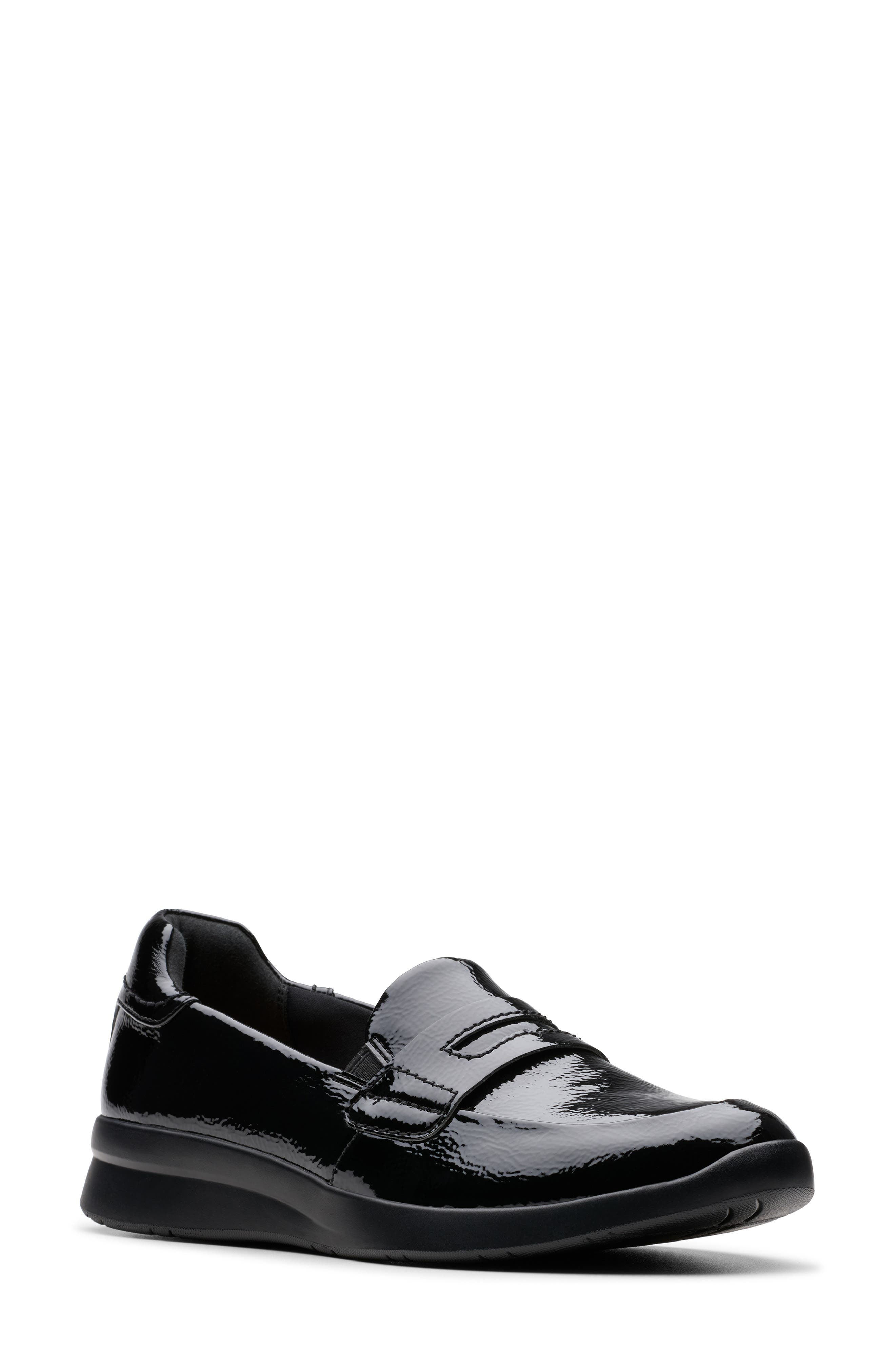 Clarks ® Ellowyn Penny Loafer In Black Crinkle Patent | ModeSens