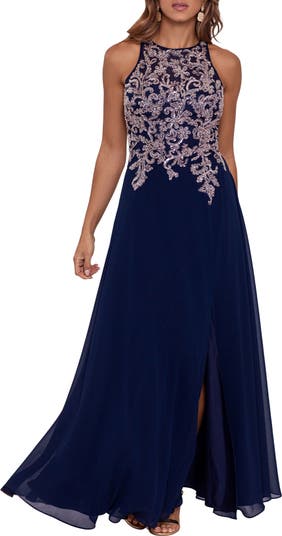 Betsy And Adam Embellished Bodice Chiffon Gown Nordstrom