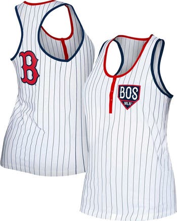 New Era Women's New Era White Boston Red Sox Pinstripe Henley Racerback ...