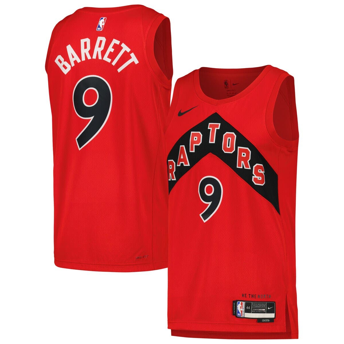 Nike Unisex Nike RJ Barrett Red Toronto Raptors Swingman Jersey - Icon ...