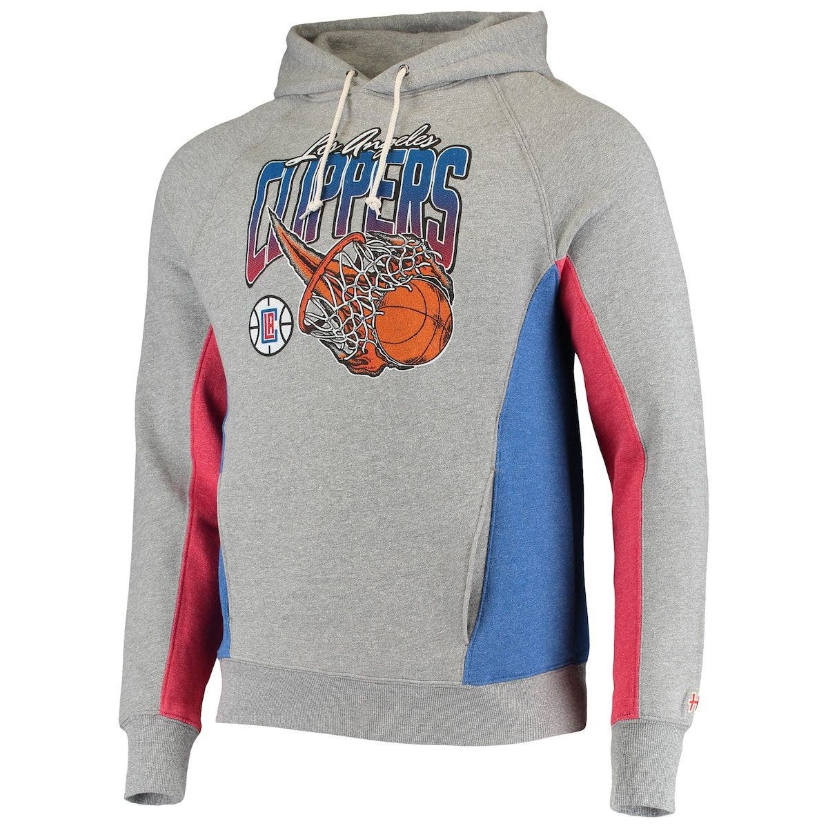Homage Men's Homage Gray/Royal LA Clippers On Fire Tri-Blend Pullover ...