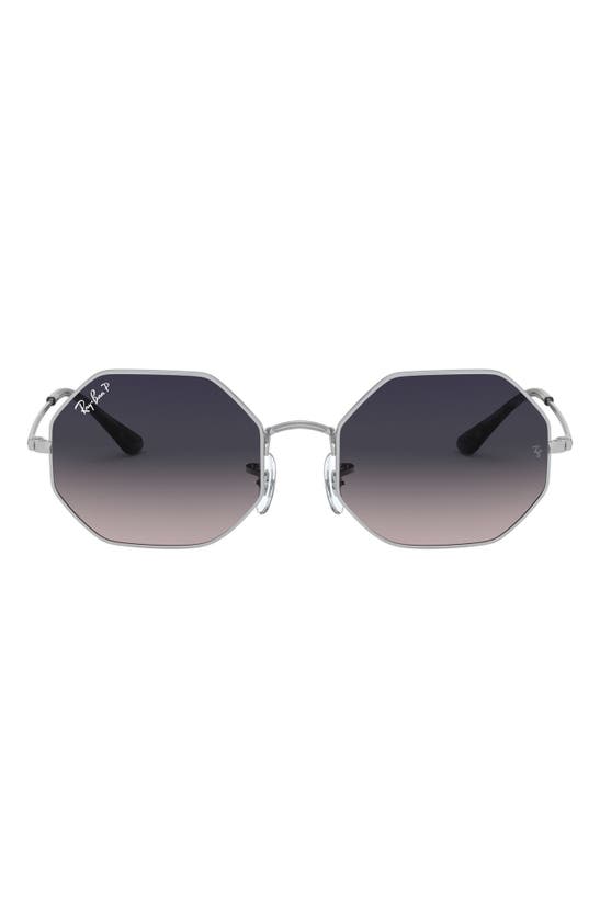 Ray Ban 54mm Gradient Oval Sunglasses In Silver/ Blue Gradient Grey ...
