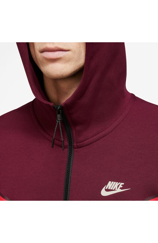 Nike Sportswear Tech Fleece Zip Hoodie In Dark Beetroot Black Phantom