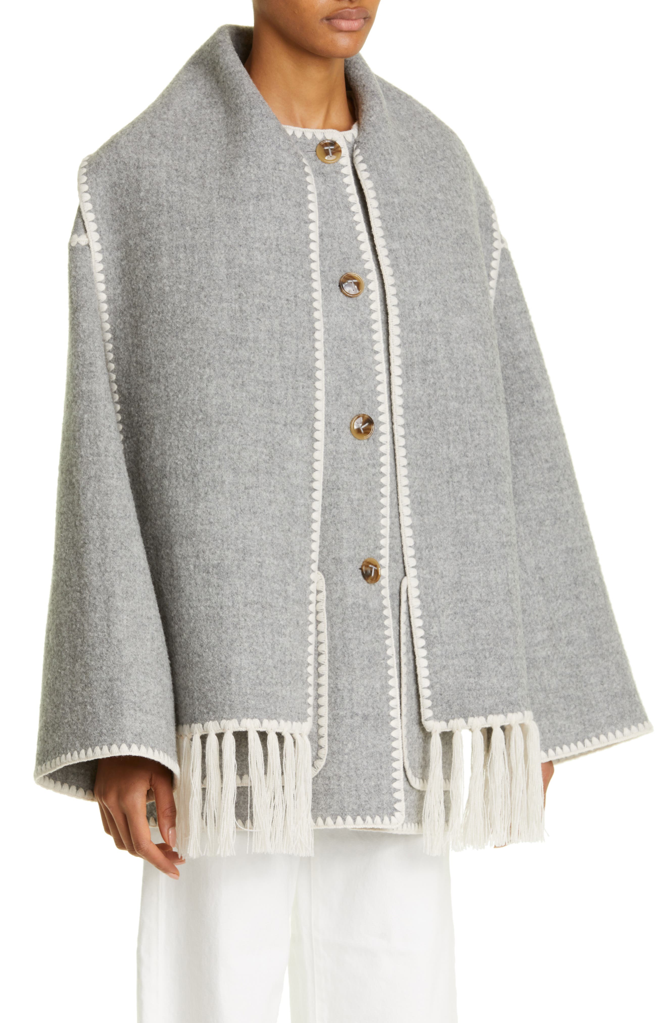 Totême Chain Stitch Wool Blend Scarf Jacket | Nordstrom