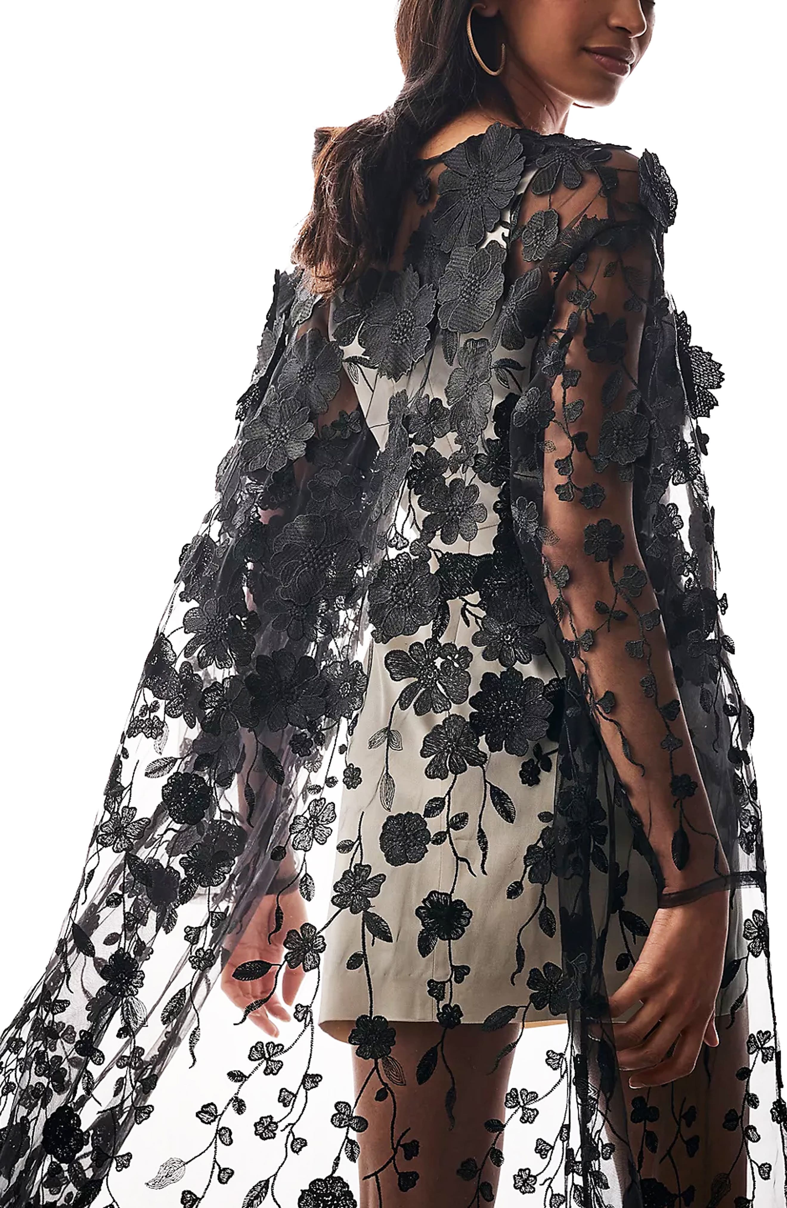 SAACHI Floral Appliqué Sheer Duster | Nordstromrack