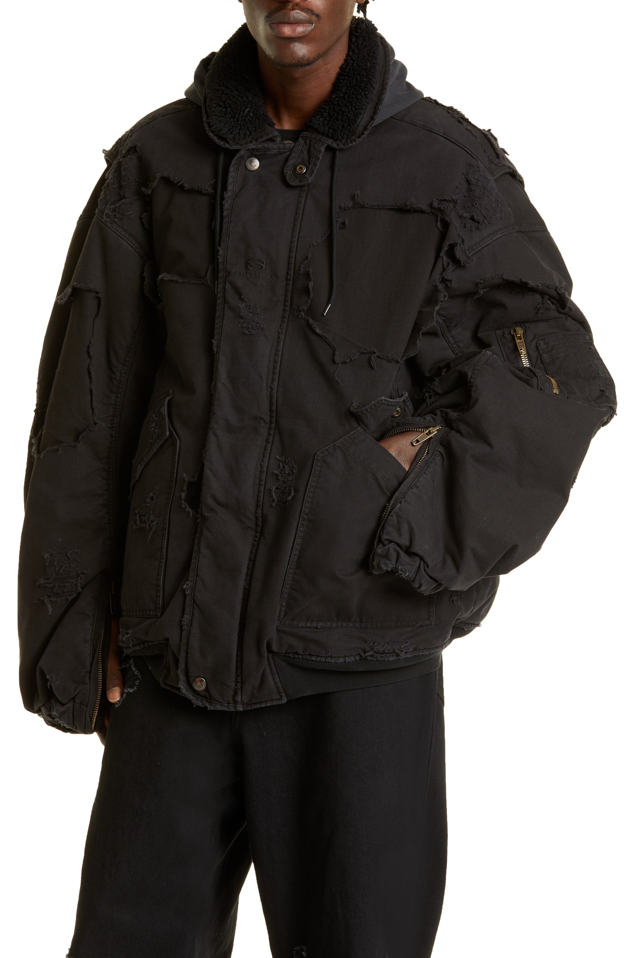 Balenciaga Unity Destroyed Bomber Jacket | Nordstrom