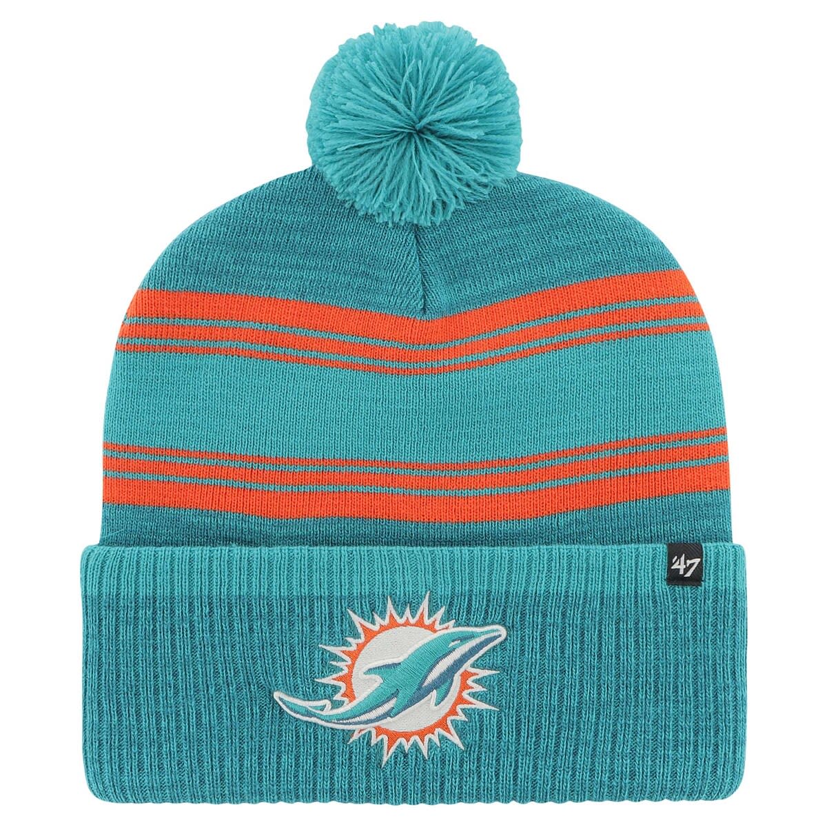'47 Men's '47 Aqua Miami Dolphins Fadeout Cuffed Knit Hat with Pom ...