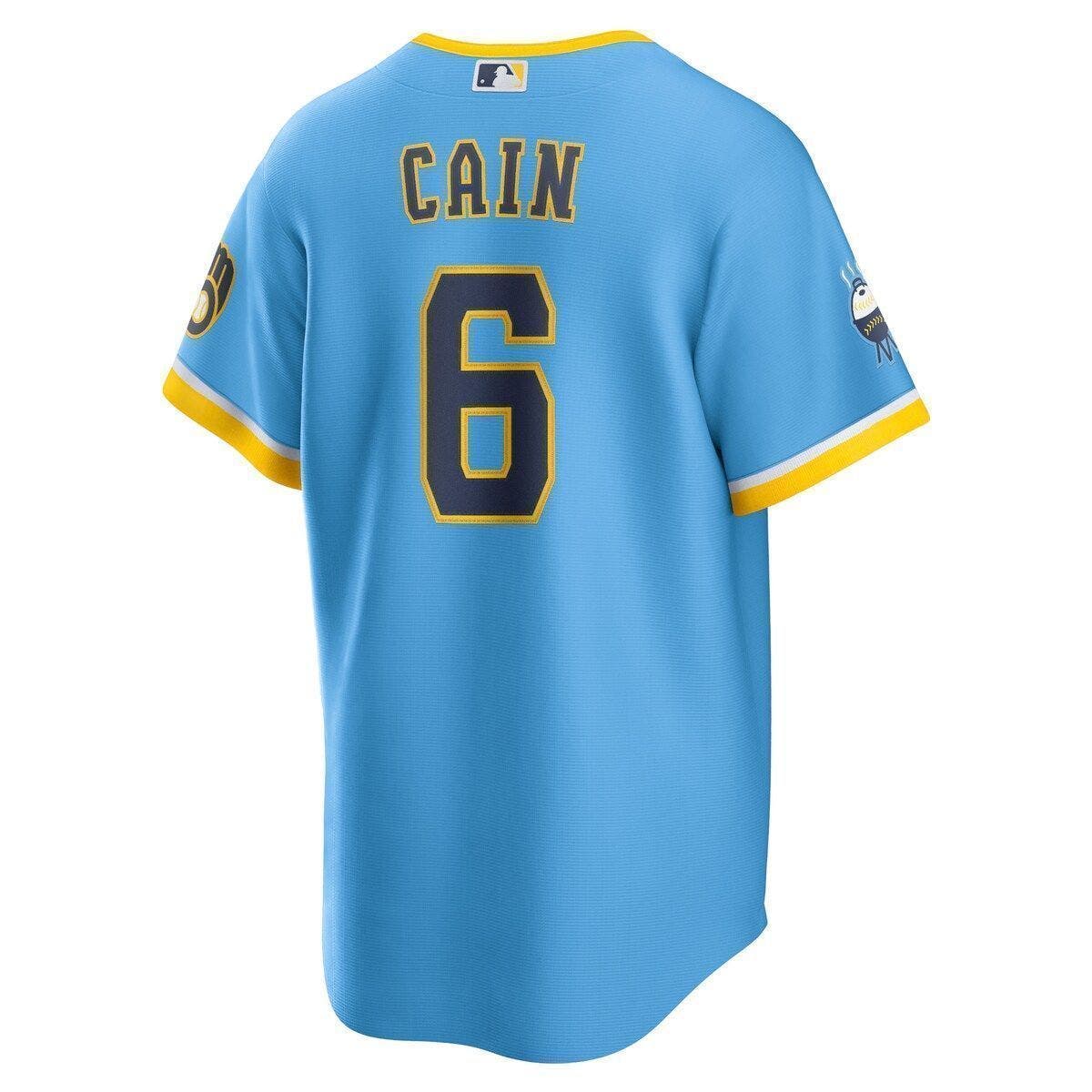 Nike Men's Nike Lorenzo Cain Powder Blue Milwaukee Brewers City Connect ...