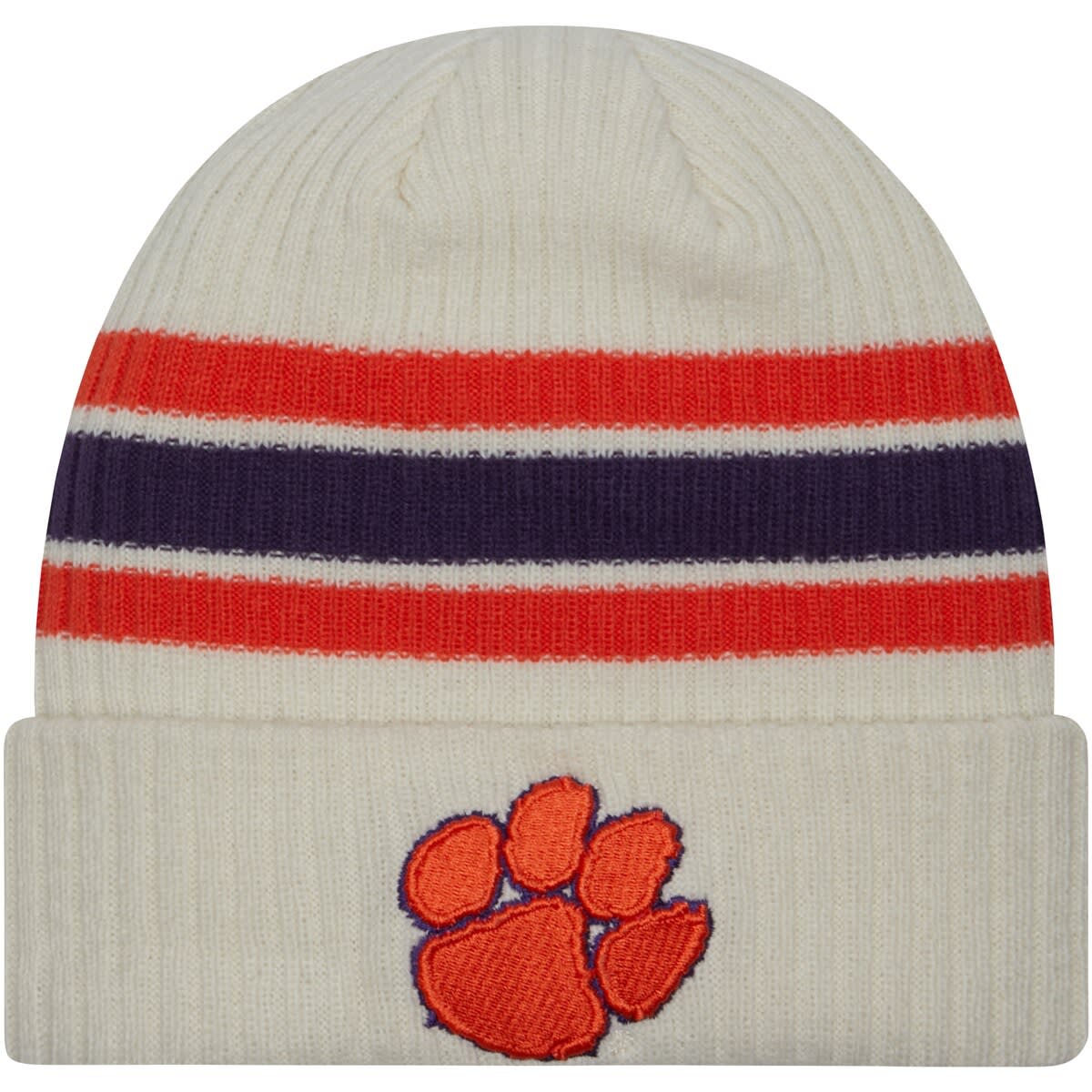 New Era Men's New Era Cream Clemson Tigers Vintage Cuffed Knit Hat ...